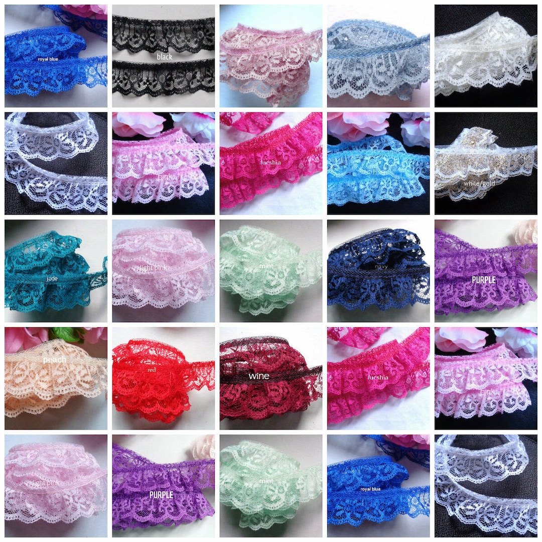 Ruffle Lace Trim 1 Inch Wide Select Color Selling by the Yard - Etsy