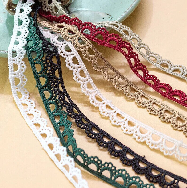 3/8 Inch Wide Lace Trim Select White/ Black or Gold Color Price per ...