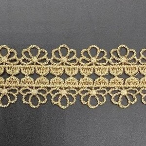 Single Sided Diamond Lace Gold Thread Lace Edge Trims Select Length and ...