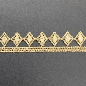 Single Sided Diamond Lace Gold Thread Lace Edge Trims Select Length and ...