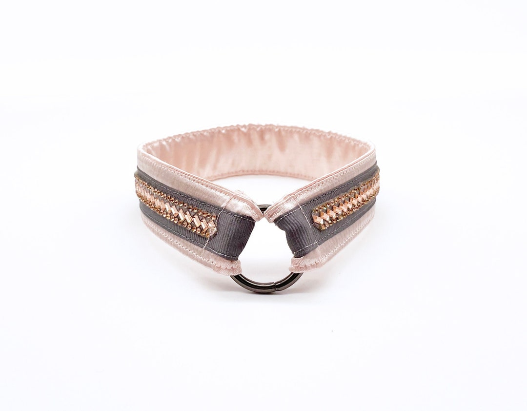 Silky Satin-lined House Collar - Tag Holder - Champagne Smoke - Flat ...