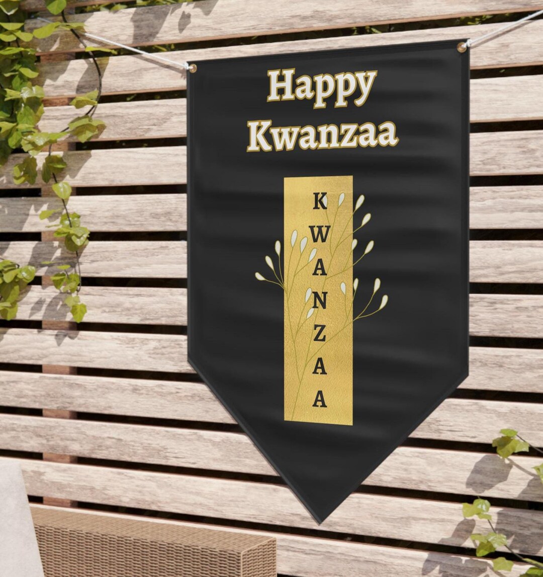 Kwanzaa Holiday Banner-pennant Flags Beautiful Gold & Black Design Each ...