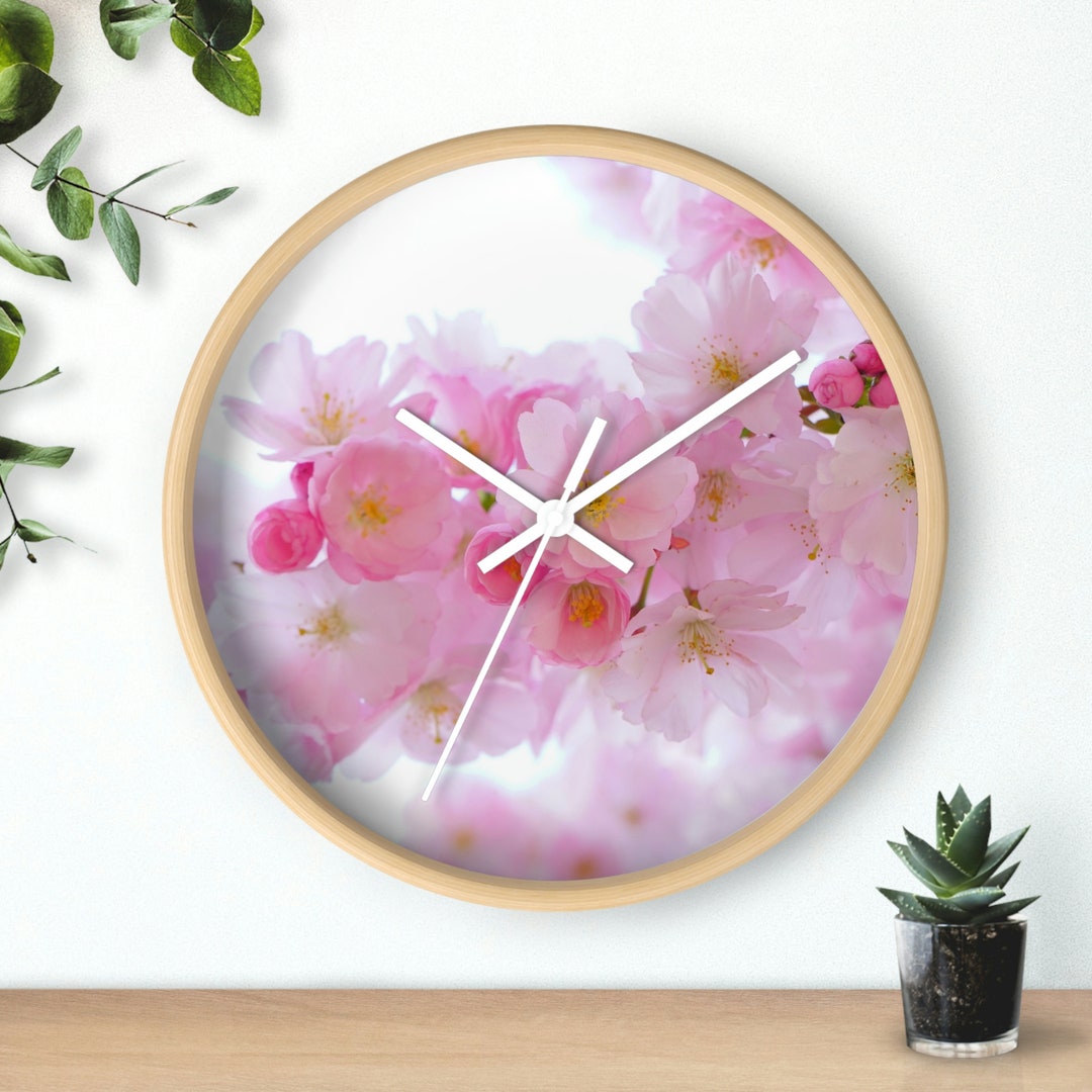Cherry Blossom Petals Wall Clock Home Office Decor Natural Accents for ...