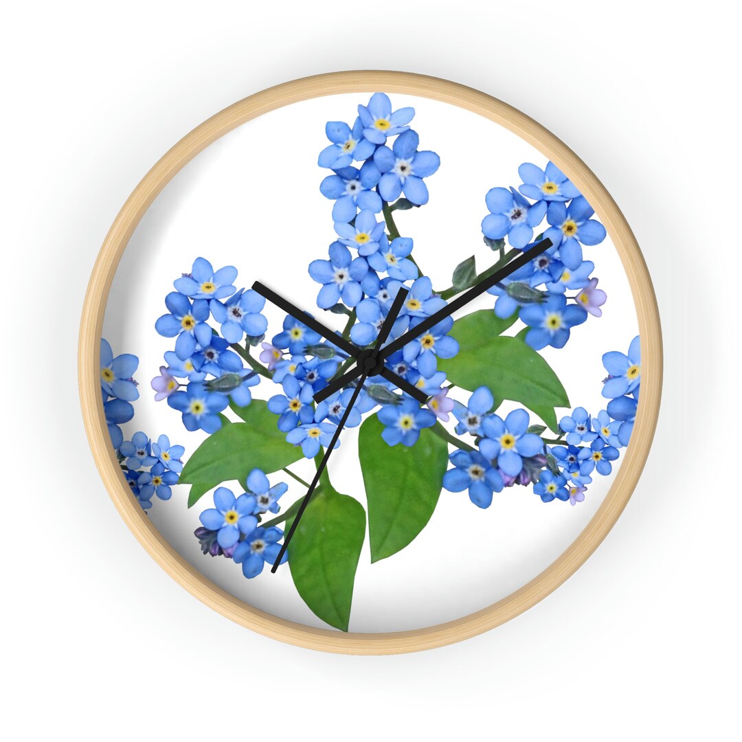Blue Flower Wall Clock Home Office Decor Natural Accents for Your Home ...