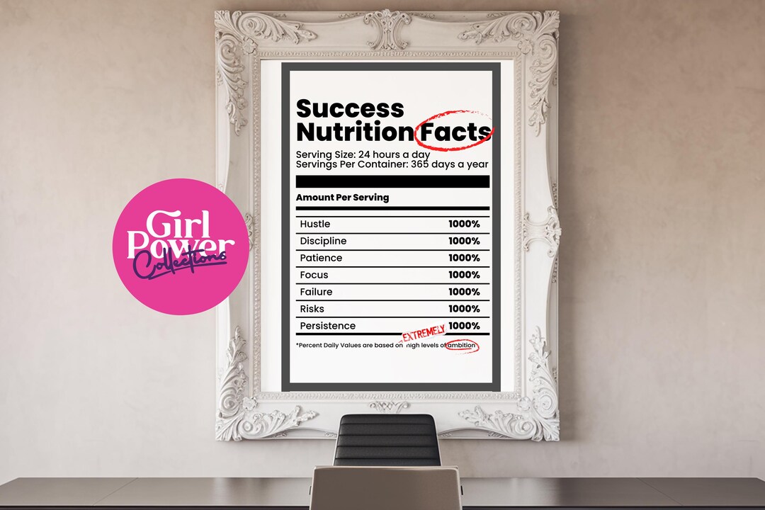 Success Nutrition Facts Poster, Digital Download for Office Decor ...