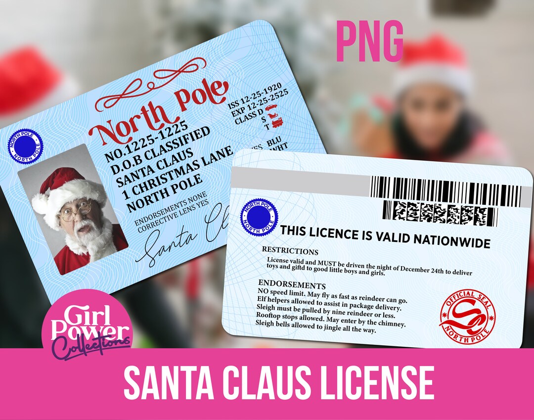 Santa's Lost Driver's License, Santa Claus License, Sublimation Designs ...