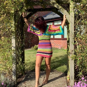 Crochet One of a Kind Granny Square Dress, Unique Handmade, Physical ...