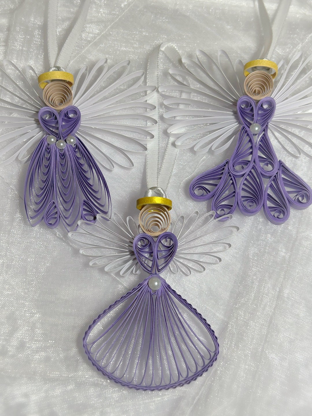 Set of 3 Paper Quilling Angel Ornaments handmade - Etsy