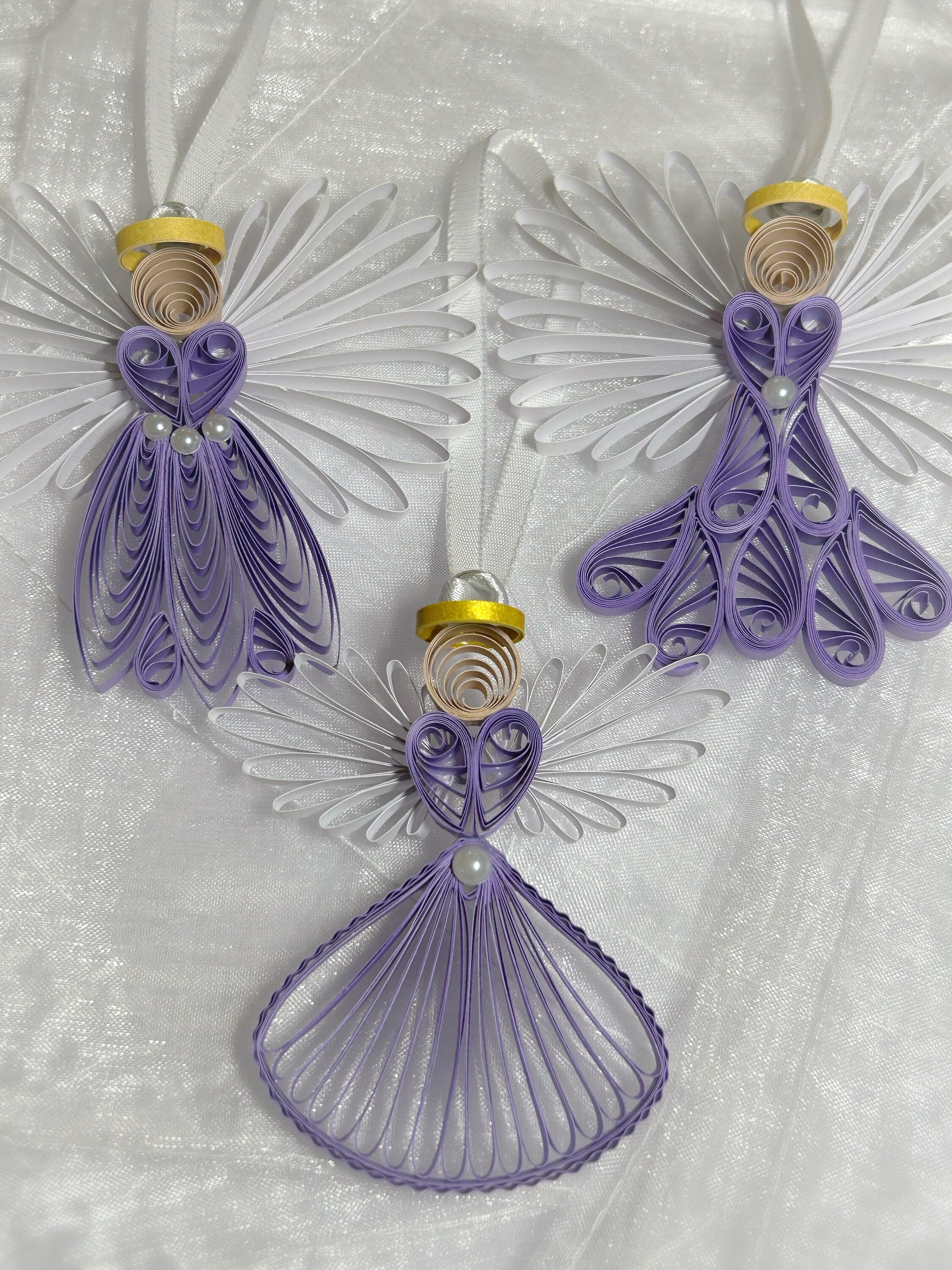 Set of 3 Paper Quilling Angel Ornaments handmade - Etsy