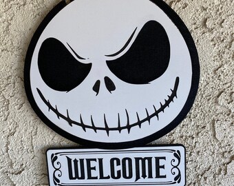 Jack Skellington Halloween Wood Round Sign - Etsy