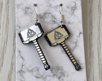 Hammer of Thor / Mjolnir Earrings. Upcycled From Salvaged Brown Circuit ...