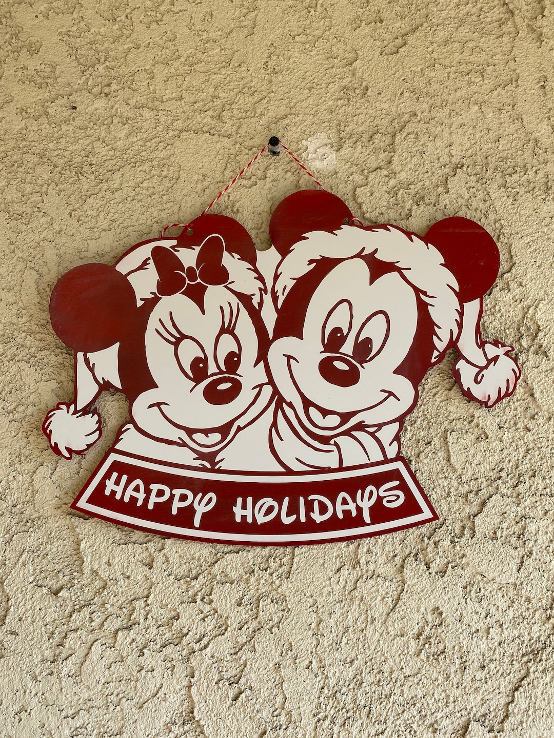 Disney Christmas Mickey and Minnie Door Hanging Sign - Etsy