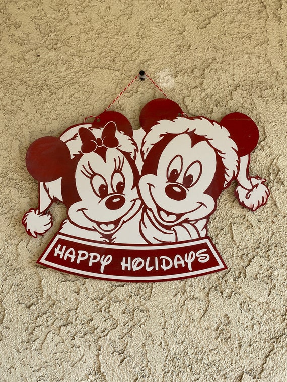 Disney Christmas Mickey and Minnie Door Hanging Sign - Etsy