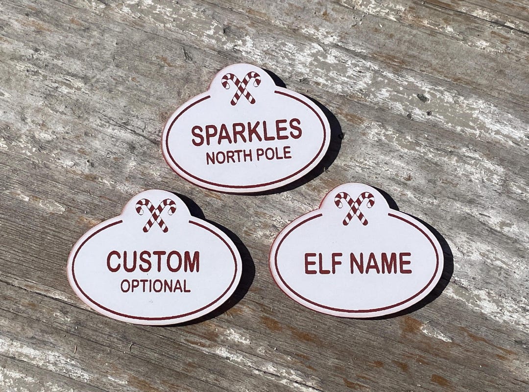 Custom Christmas Elf Name Tags With Custom Text - 2024 Kit - Elf Props ...