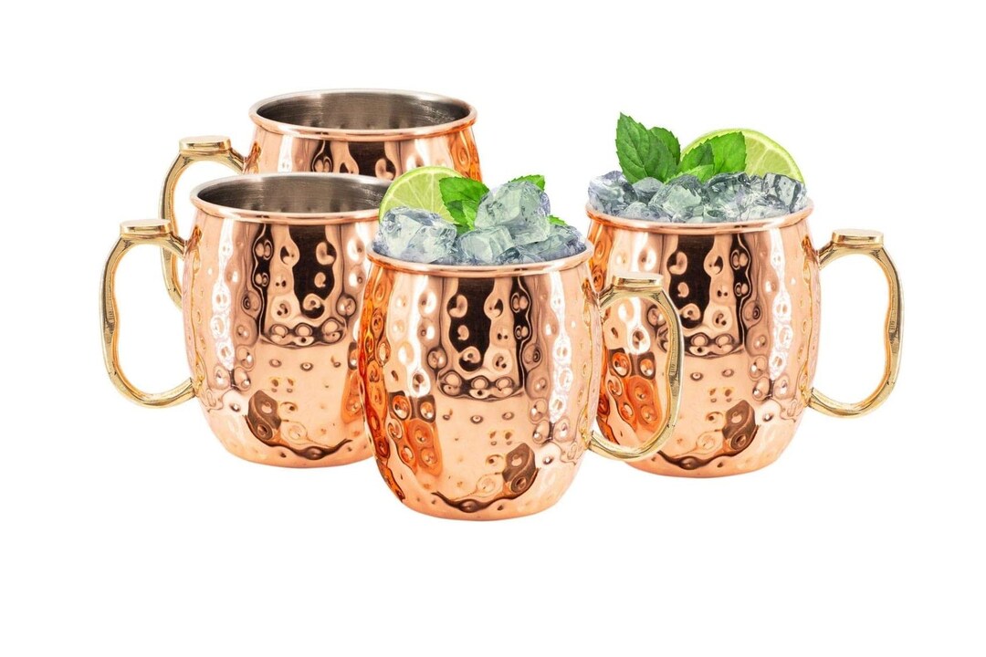 Hammered Copper Moscow Mule Cups: Stainless Steel Lined, Set of 4 - Etsy