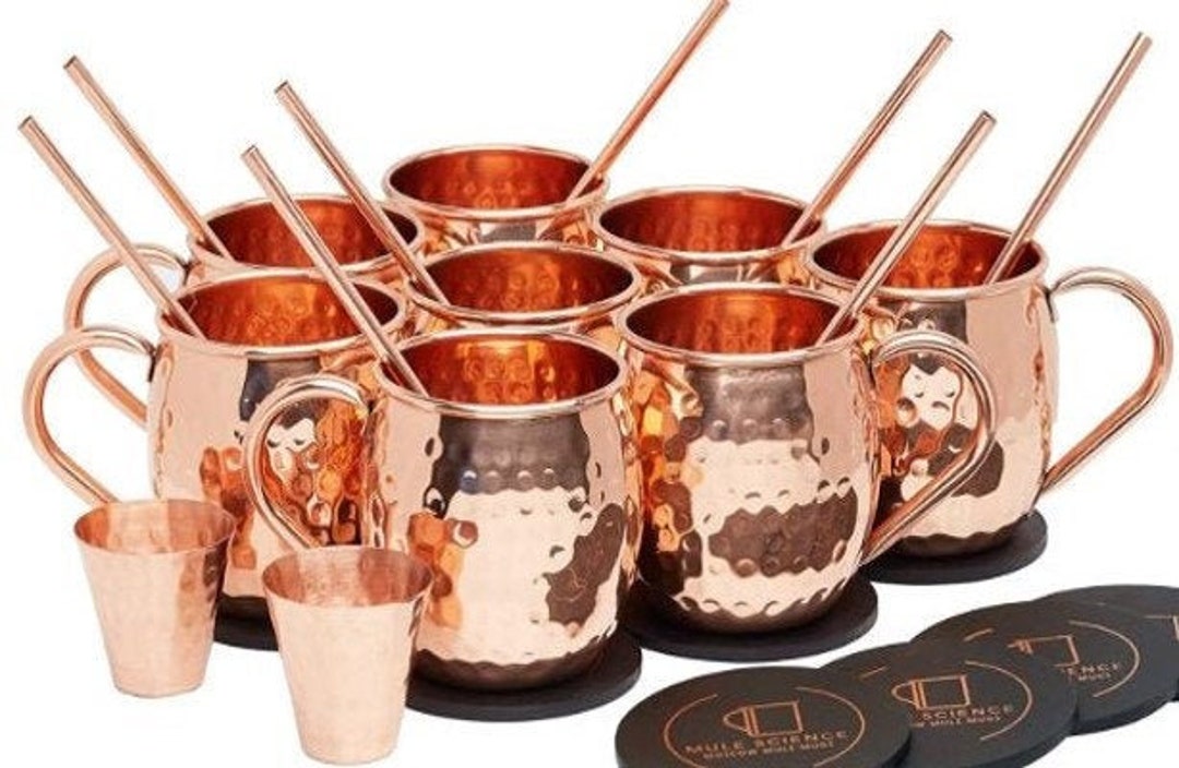 Moscow Mule Copper Mug Set: Hammered Barrel, Straws & Coasters - Etsy