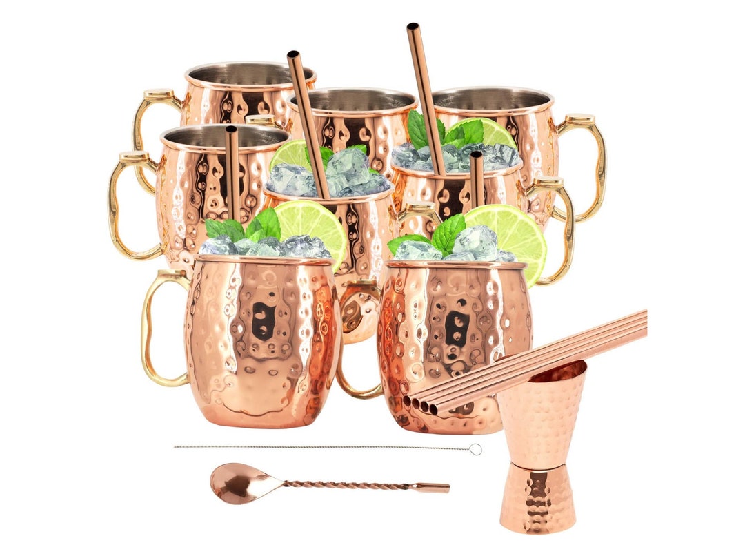 Copper Moscow Mule Mug Set: Tarnish-resistant, Stainless Steel Interior ...