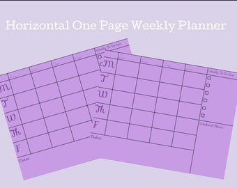 Horizontal Weekly Planner Downloadable Print Out- Rainbow - Etsy