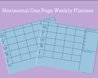 Horizontal Weekly Planner Downloadable Print Out- Rainbow - Etsy