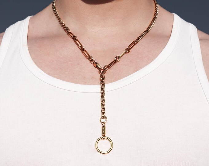 CYGNUS | Gold Y Shape Lariat Gold Chain O Ring Necklace | Waterproof ...