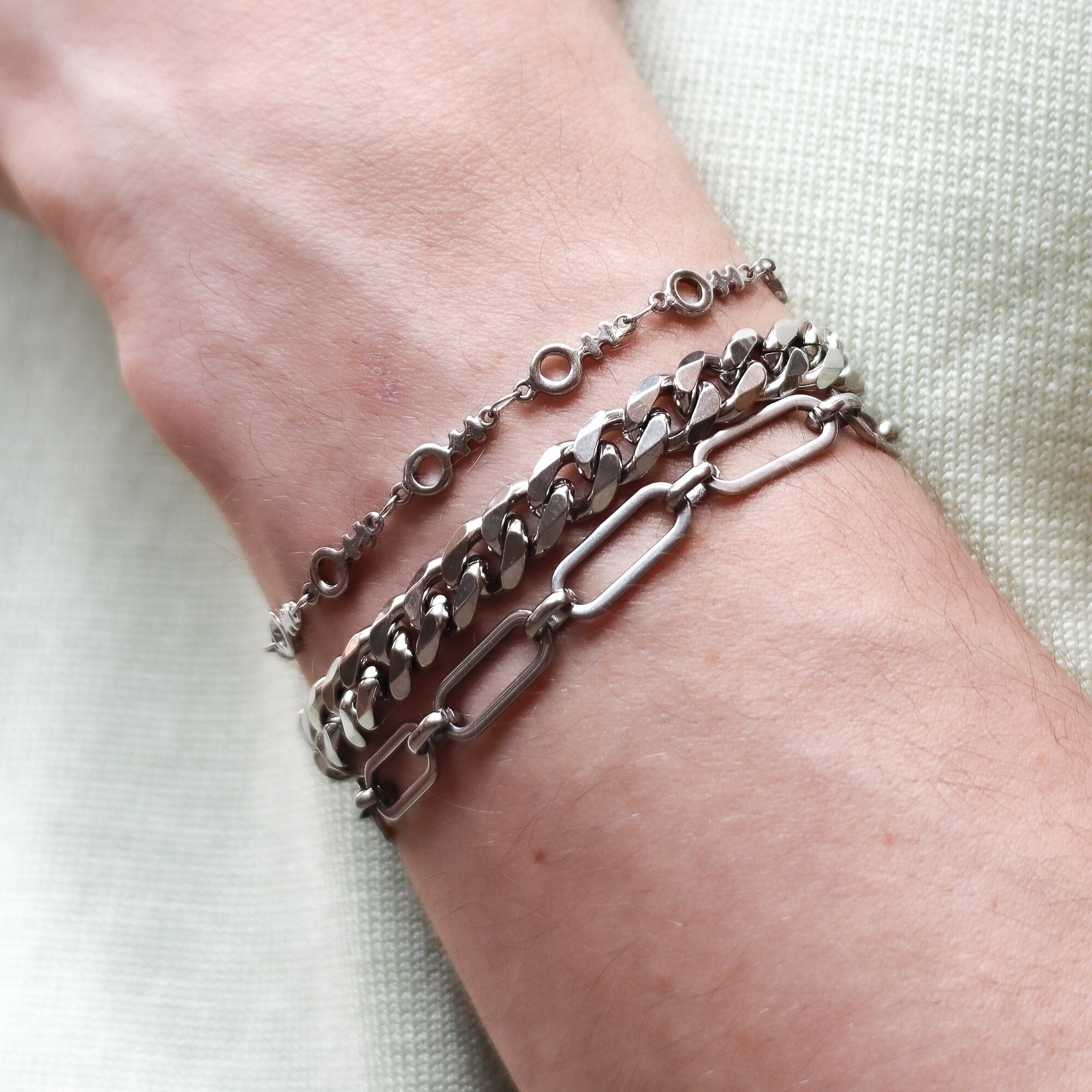 Silver Chain Link Bracelet Three Pack | Stainless Steel - Etsy