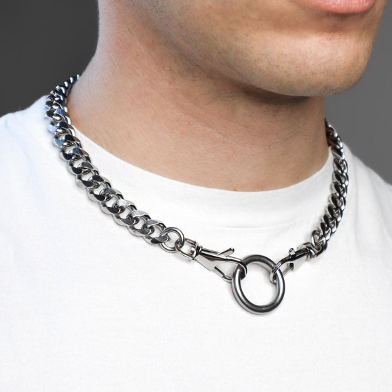 EDGE Stainless Steel Double Clasp O Ring Chain Necklace Grunge Alternative Punk Industrial Style Aesthetic Jewelry for Men Unisex Silver Etsy