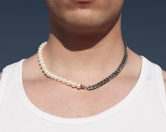 Jordan Li Inspired Pearl and Chain Necklace/choker - Etsy