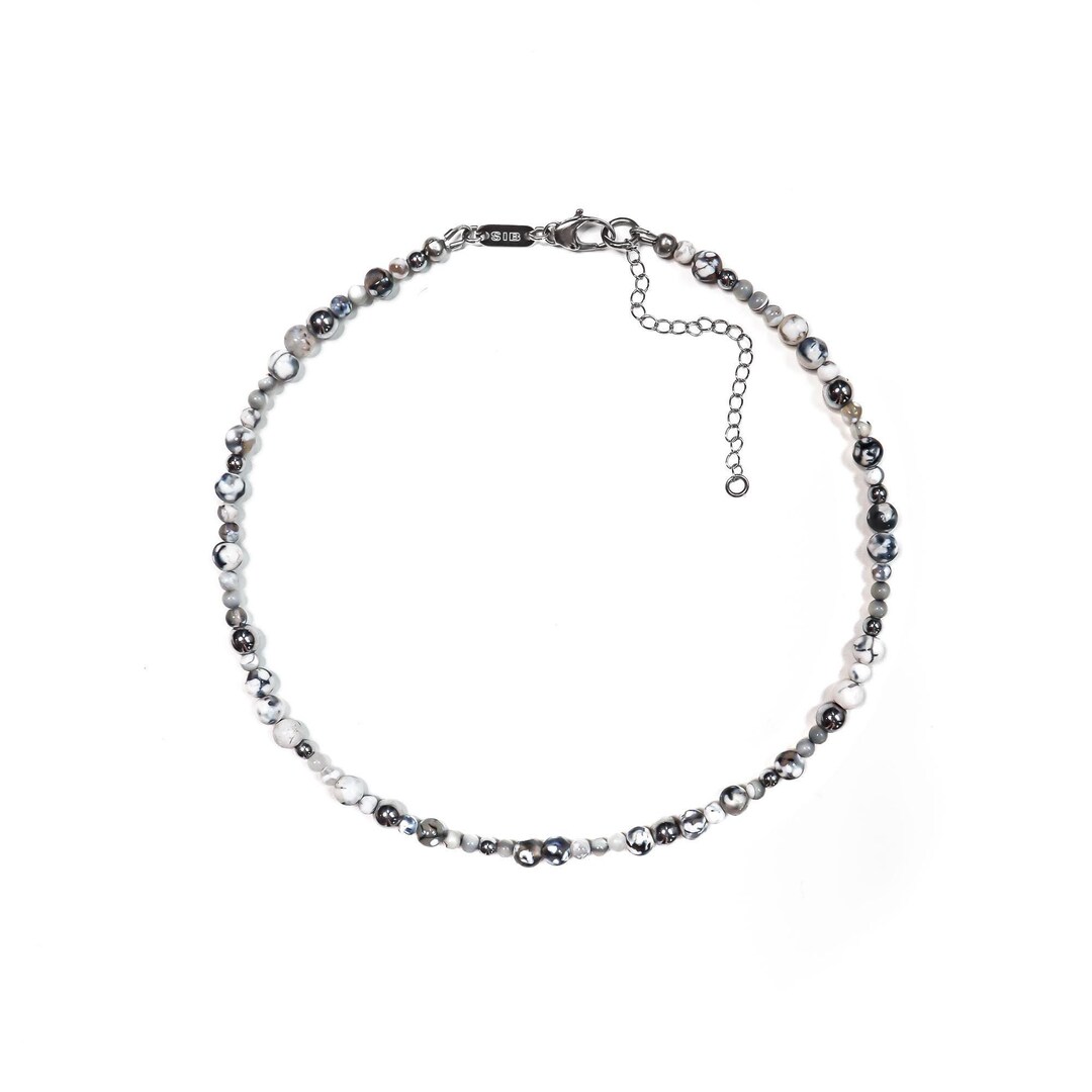 NEBULA | Handmade Agate Stone Beaded Choker Necklace | Unisex Mens ...