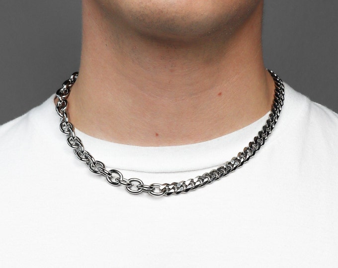Stainless Steel Duo Chain Necklace | Grungecore, Aesthetic Necklace ...