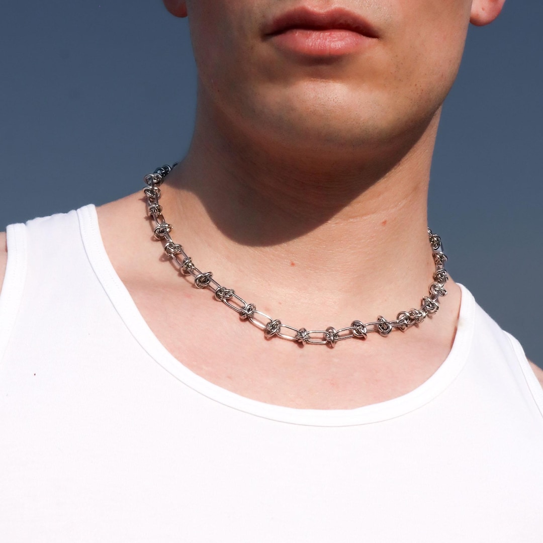 WIRED | Stainless Steel Silver Barbed Wire Necklace | Unisex Chain ...