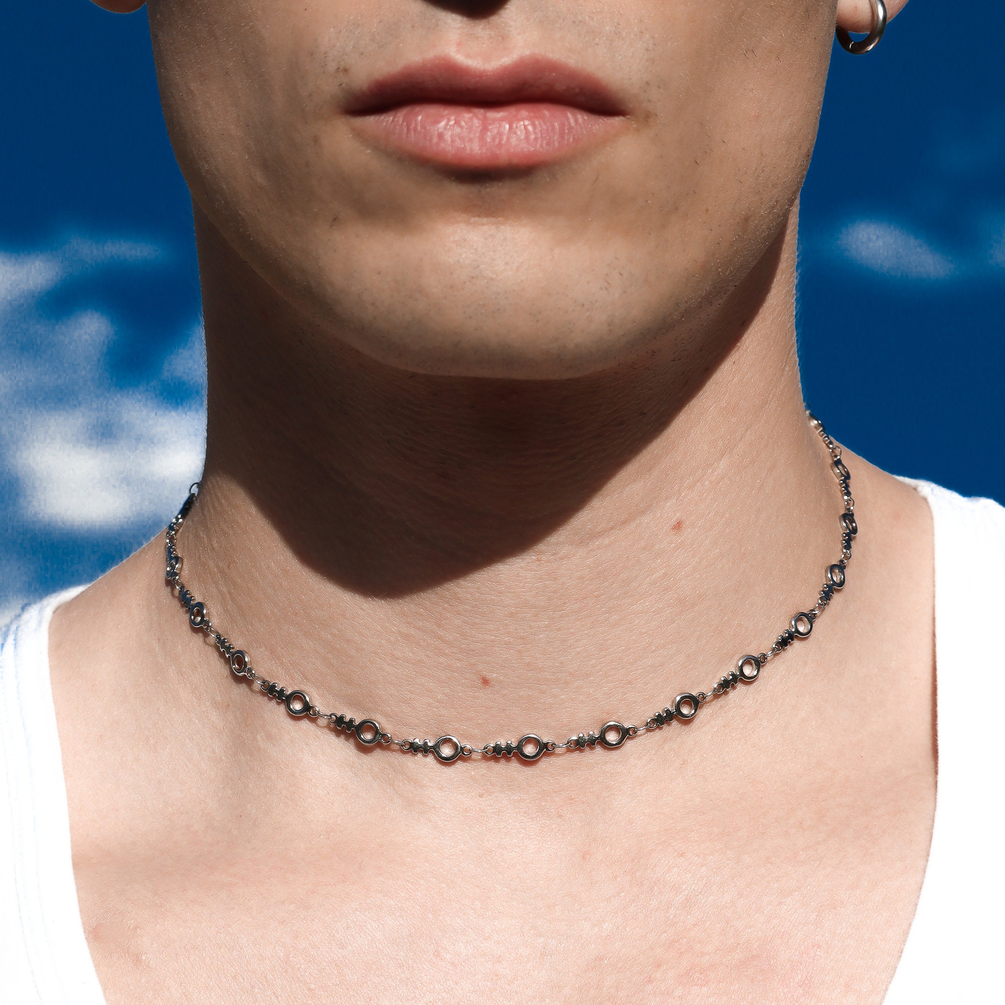 Steel Fishbone Chain Choker Necklace | Stainless Steel Grunge Punk ...