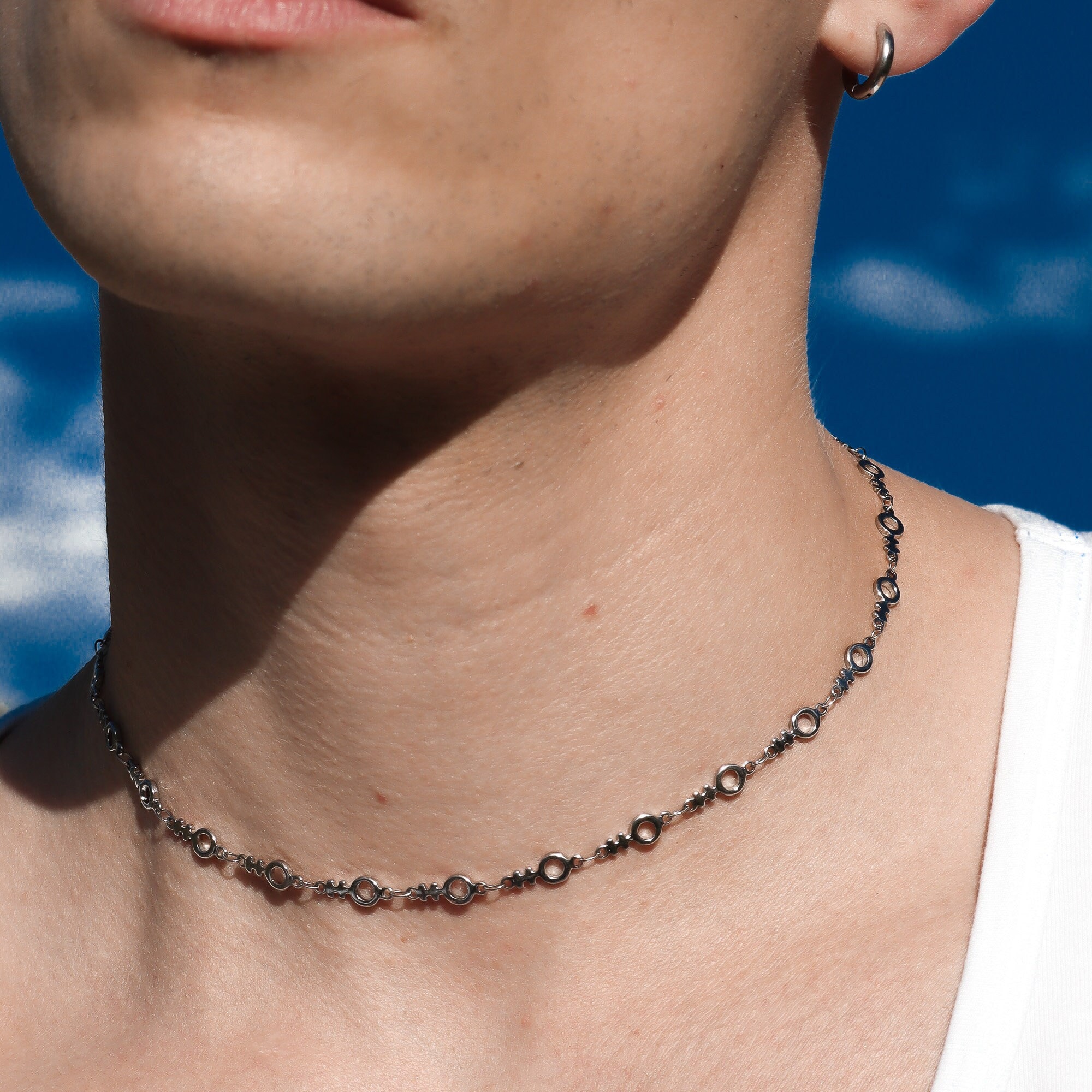 Steel Fishbone Chain Choker Necklace | Stainless Steel Grunge Punk ...