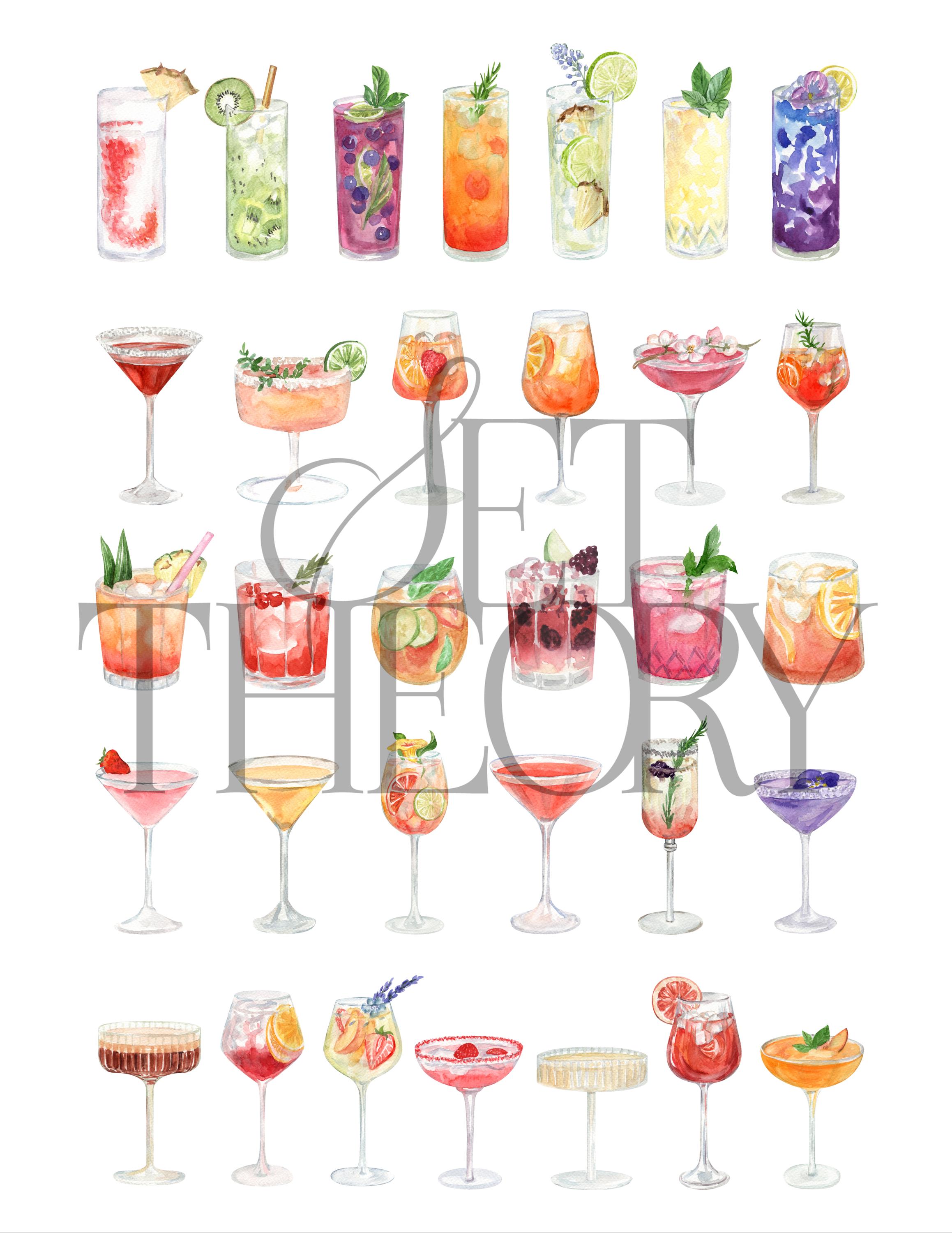 Editable Wedding Bar Menu, His and Hers Watercolor Signature Cocktails ...