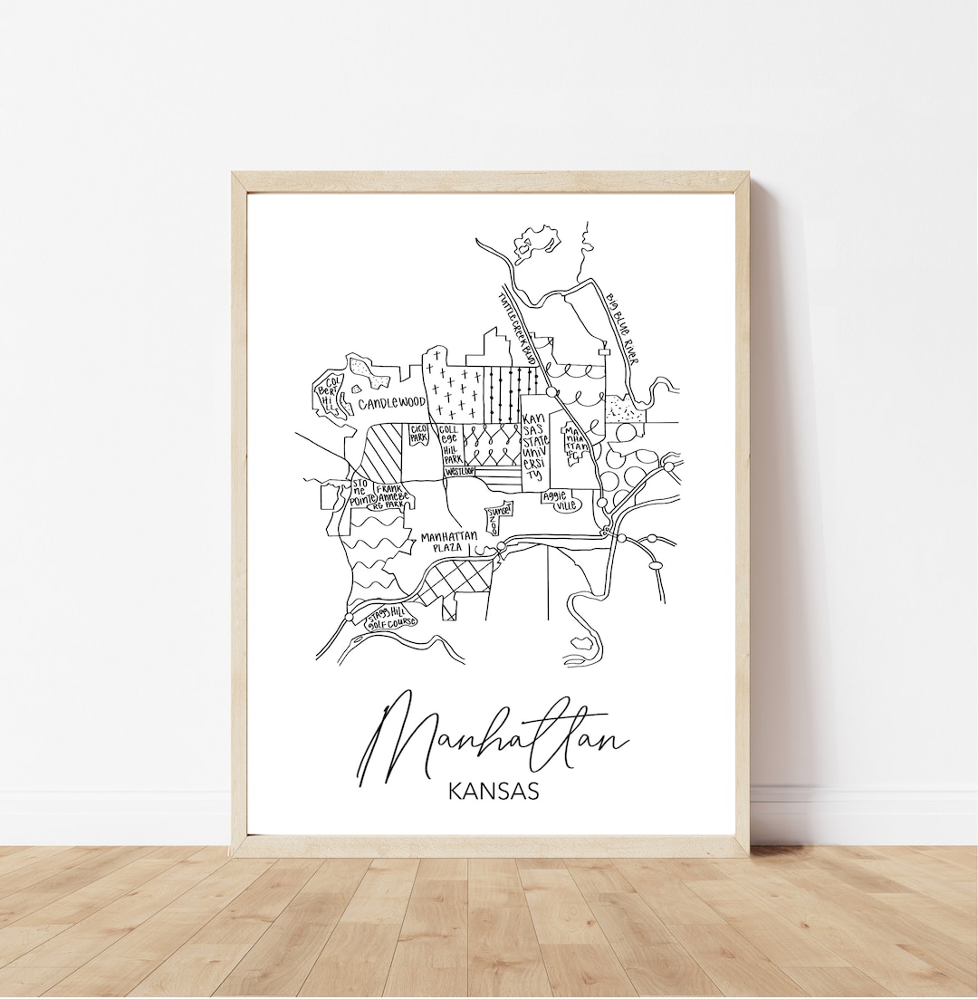 Manhattan, Kansas Map Print - Etsy