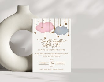 Editable Gender Reveal Invitation Twinkle Twinkle Little Star How We ...