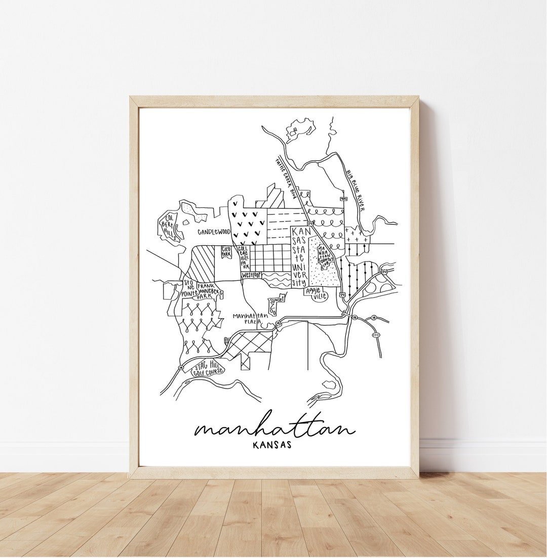 Manhattan Kansas Map Print - Etsy