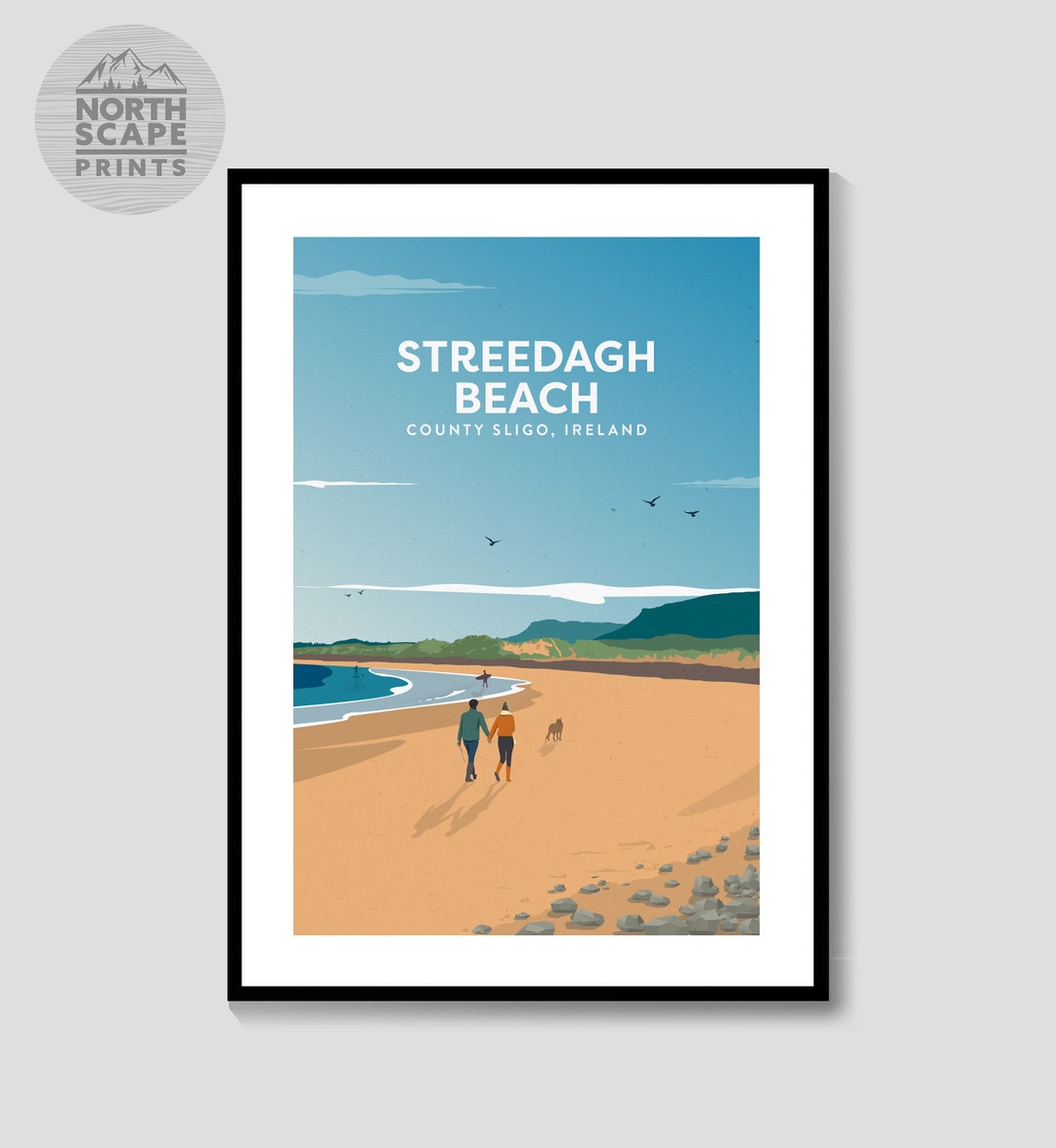 Streedagh Beach County Sligo Ireland Illustration Travel - Etsy