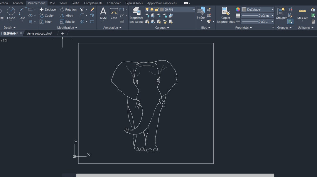Block DWG Autocad 1 Elephant. - Etsy