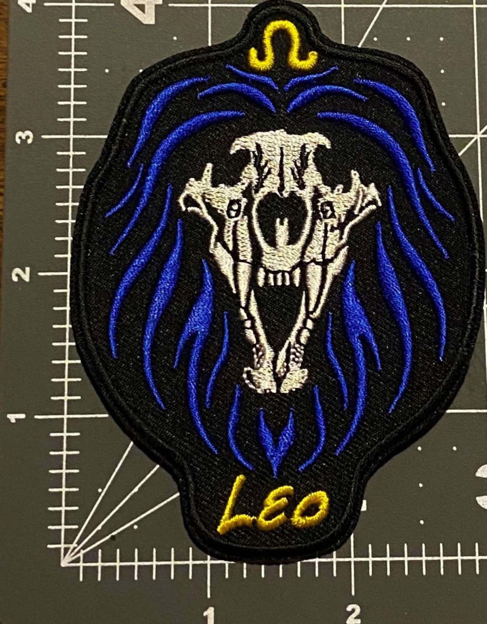 Leo Skull Zodiac Sign, Embroidered Iron on or Sew on Patch for ...