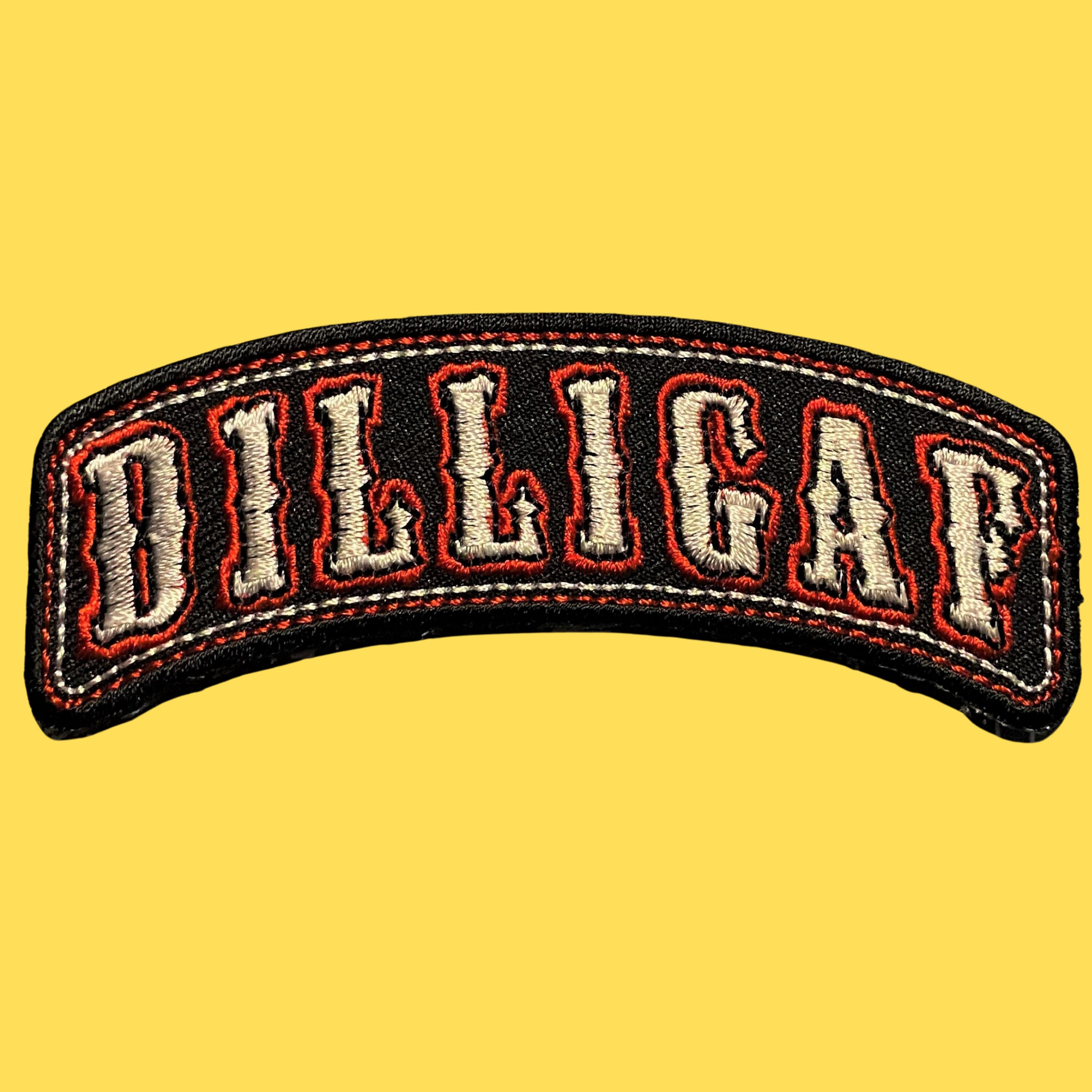 DILLIGAF Black & Red Embroidered Iron on or Sew on Patch for Motorcycle, Hats, Jackets ...