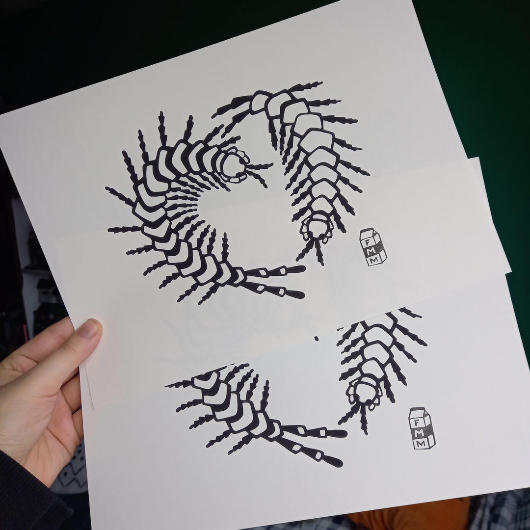 Centipede Lino Print - A4 Print - Gothic Art Print - Lino Print ...