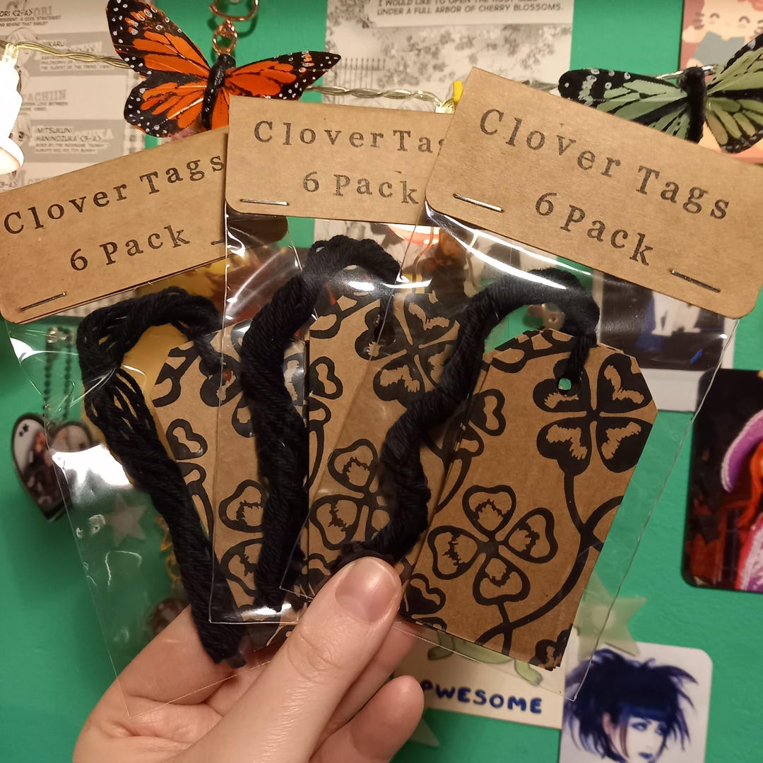 Hand Printed Four Leaf Clover Gift Tags - Kraft Card, Set of 6 - Etsy