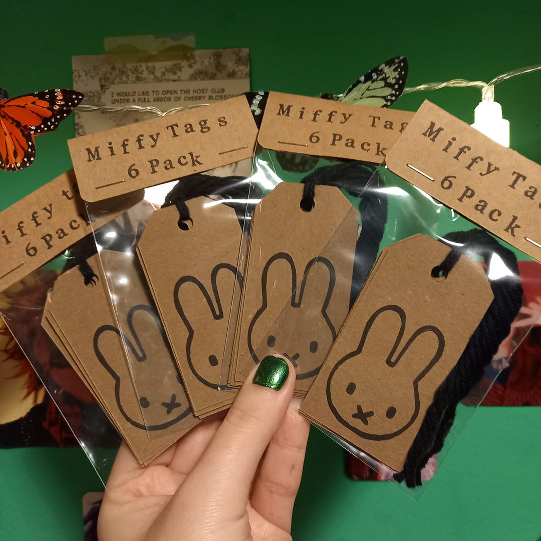 Miffy Gift Tags 6 Pack Gift Tags Handmade Hand Printed Gift Tags Gift ...