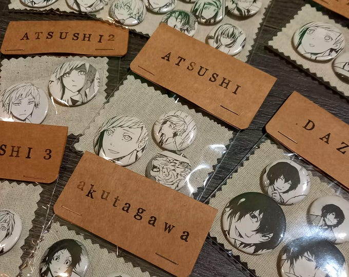 Bungo Stray Dogs Badge Packs - BSD Badges - Manga Badges - Dazai Badges ...