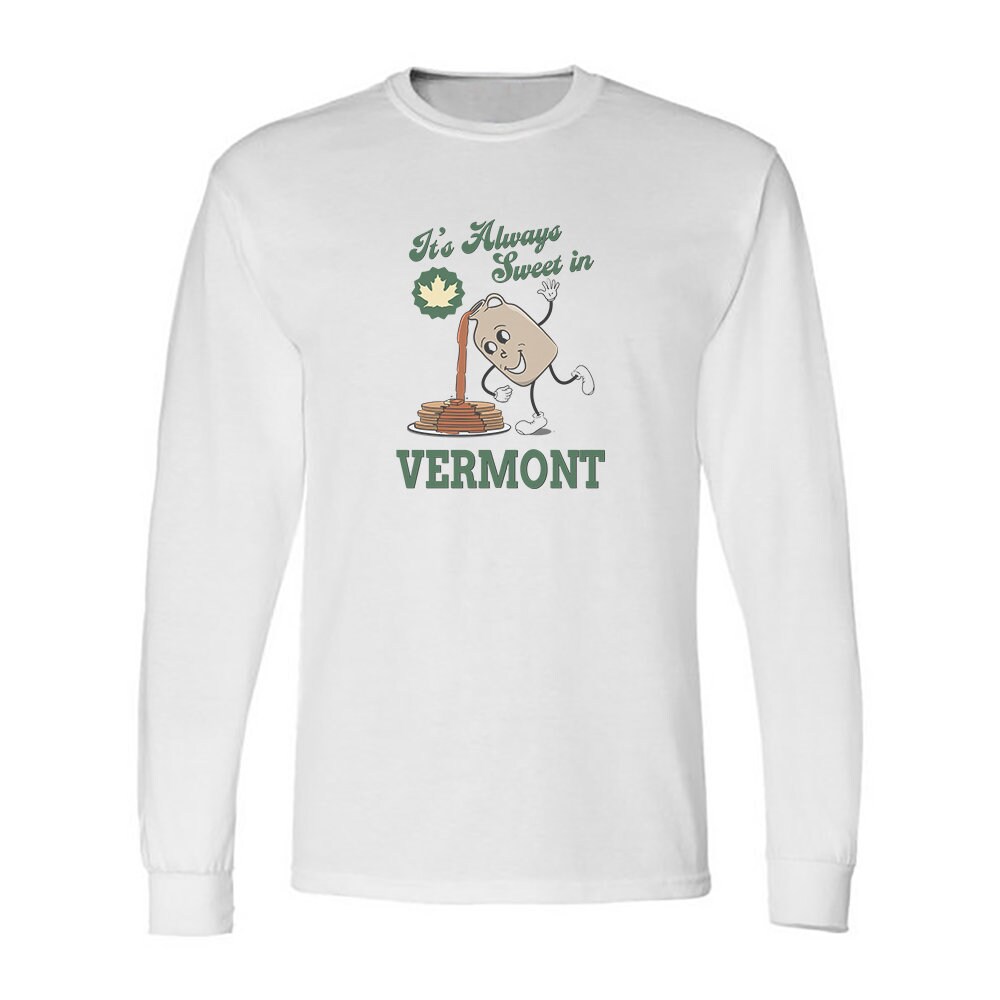 Fun Maple Themed Vermont Retro Design Unisex Long Sleeve T-shirt- VT ...
