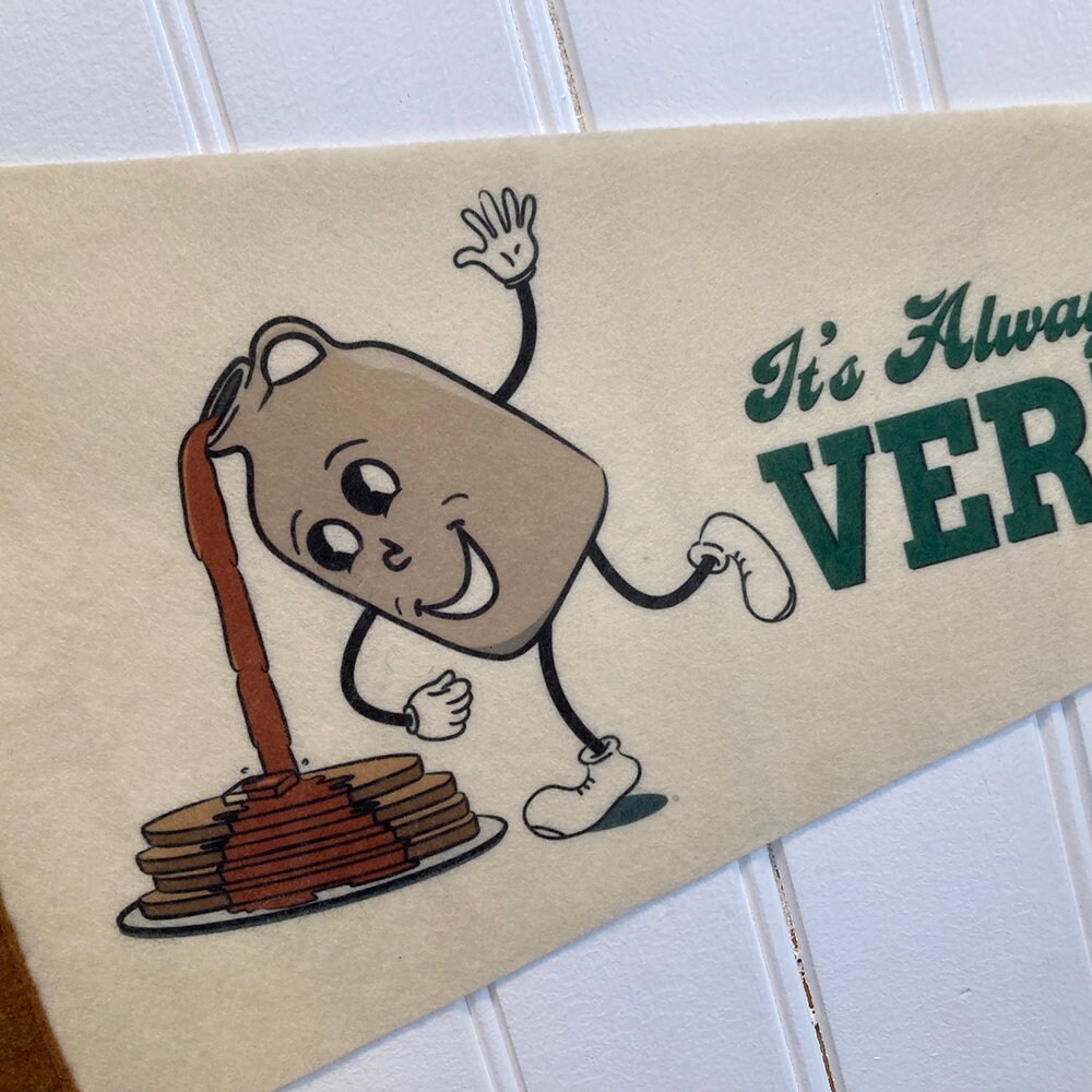 Fun Maple Syrup Themed Vermont Pennant With a Retro Design - Rubber ...