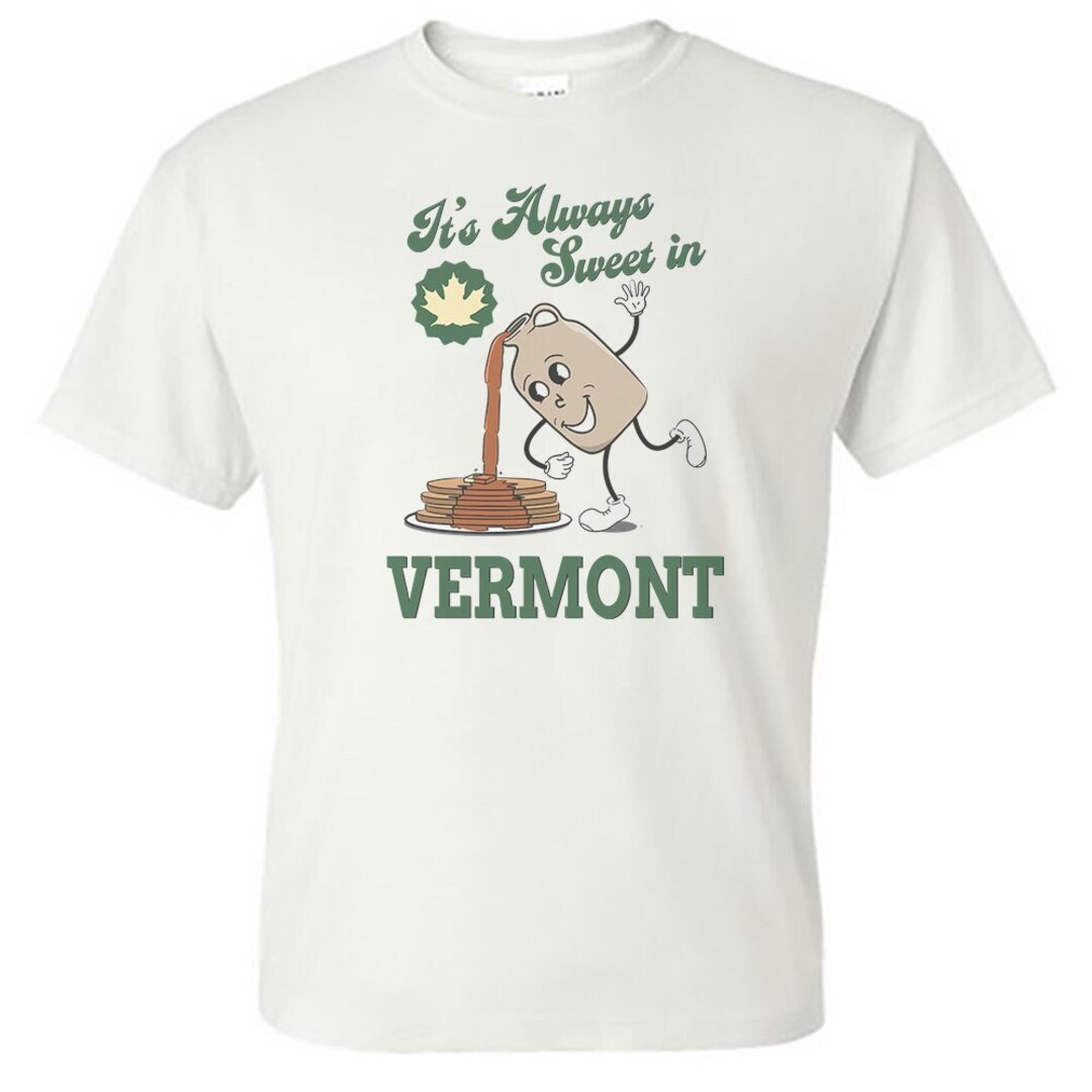 Fun Maple Themed Vermont Retro Design Unisex Tee Shirt- Vermont Cartoon ...
