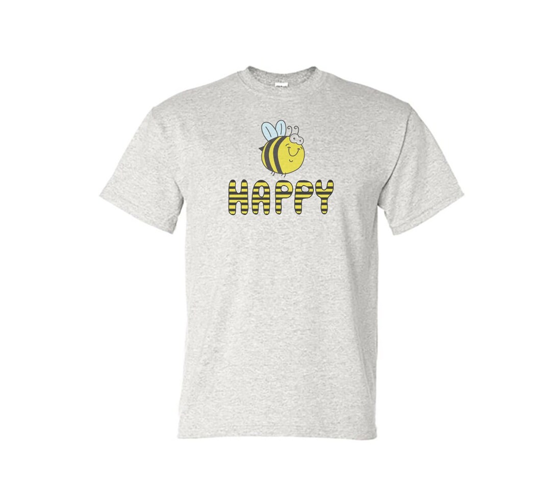 Bee Happy Inspirational Themed Vintage Design Unisex T-shirt Gardening ...