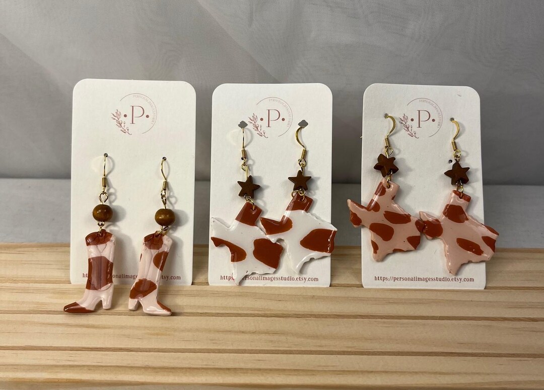 Cowboy Boots Rodeo Earrings, Cowboy Hat Earrings, Longhorn Earrings ...