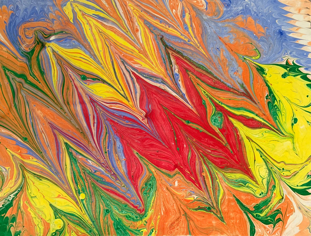 Colorful Hand-marbled Paper - Etsy